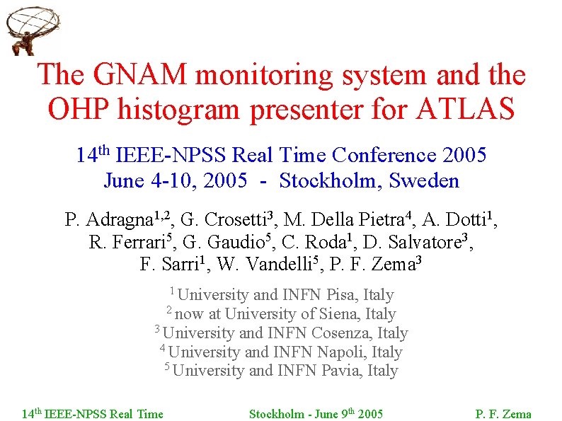 The GNAM monitoring system and the OHP histogram