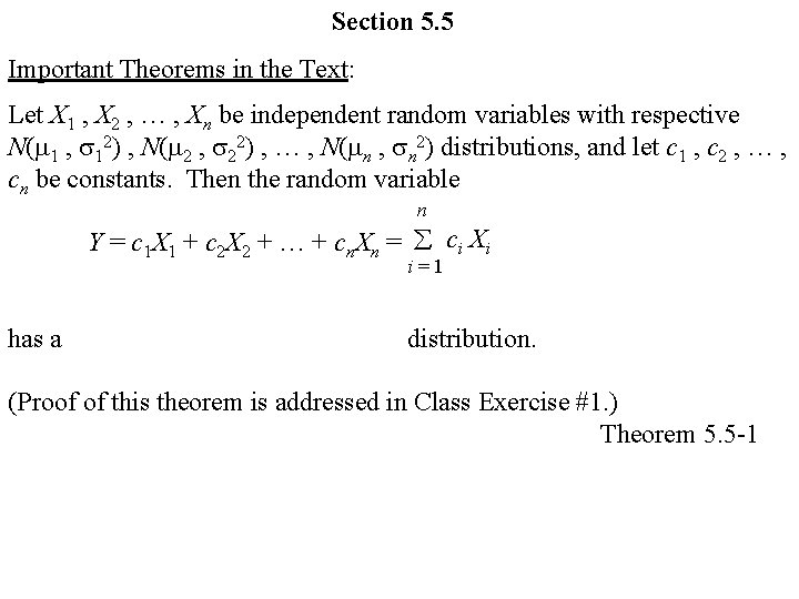 Section 5 5 Important Theorems in the Text