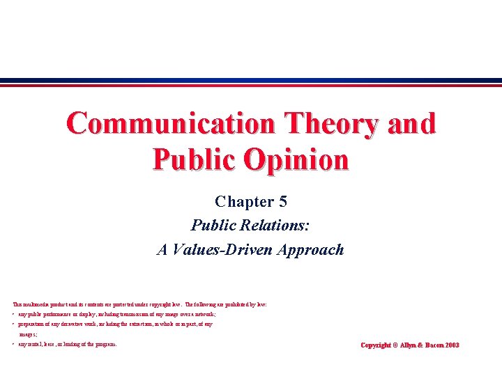 Communication Theory and Public Opinion Chapter 5 Public