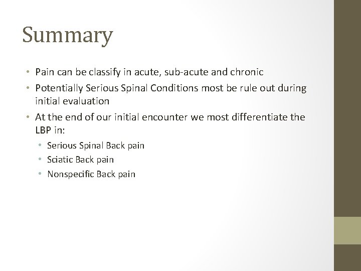 Lower Back Pain John D Peralta Family Medicine