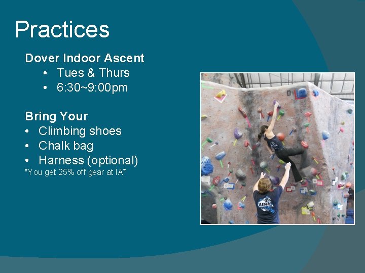 UNH Climbing Team Fall 2013 UNH Climbing Team