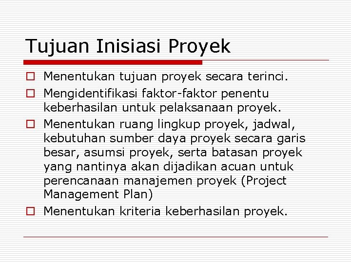 GRUP PROSES MANAJEMEN PROYEK Overview o 9 area
