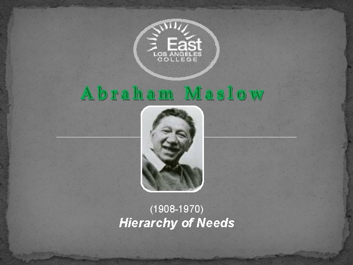 1908 1970 Hierarchy of Needs Maslows Background Born