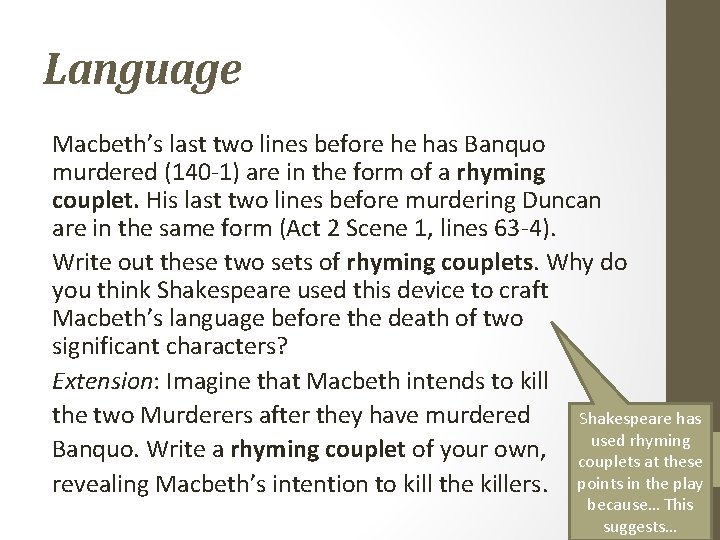 Macbeth Learning Objective Read and understand Act 3