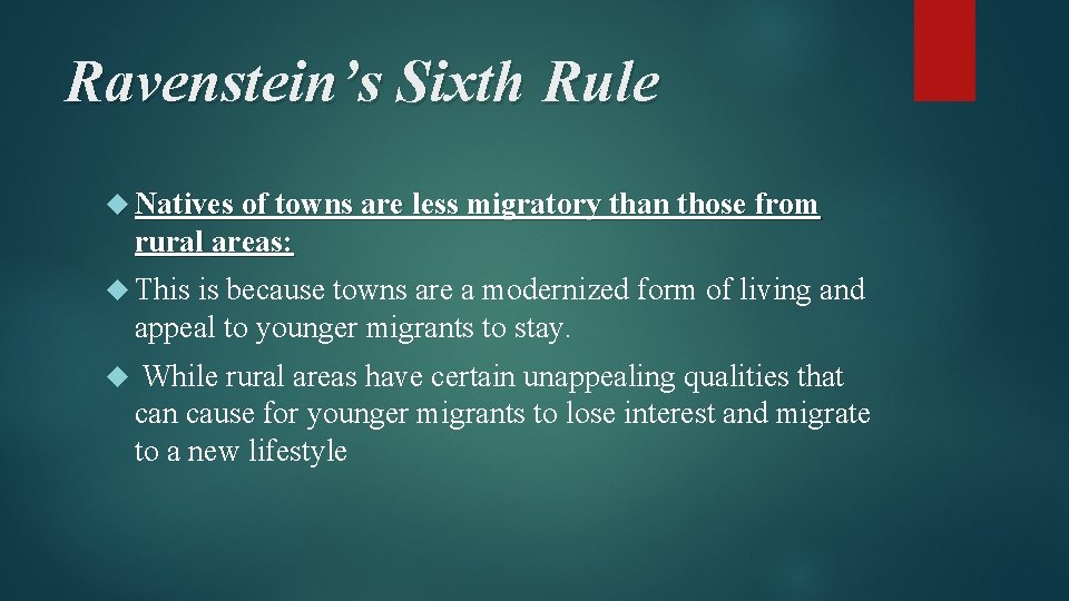 Ravensteins Laws of Migration BY Donovan Horton Morris