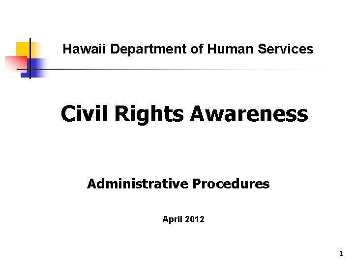 Hawaii Department of Human Services Civil Rights Awareness