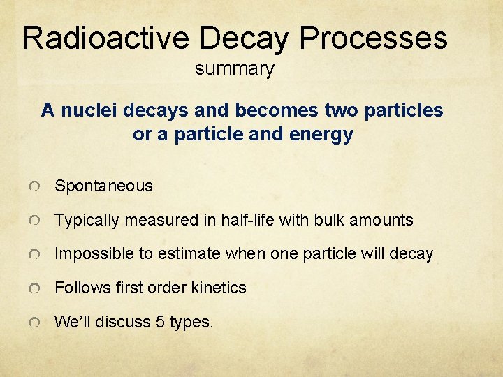 Nuclear Chemistry Introduction goals and review Chapter Outline