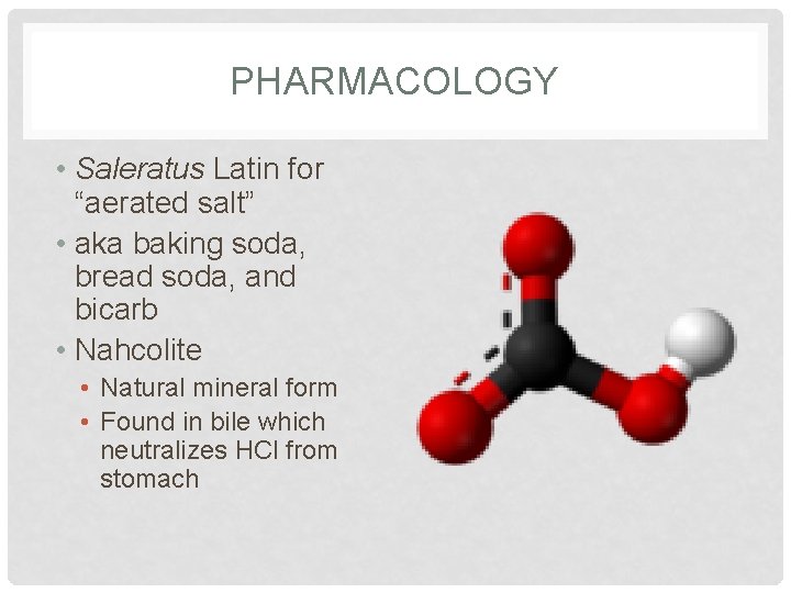 BICARBONATE SODIUM DR H OBJECTIVES Pharmacology Metabolic Acidemia
