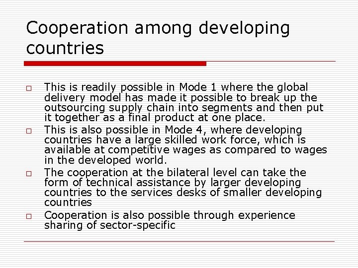 Cooperation among Developing Countries in Services Trade Presentation
