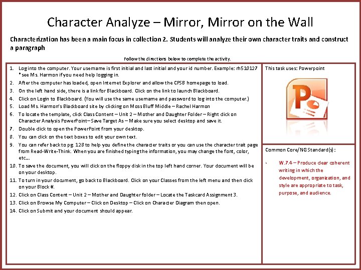 Character Analyze Mirror Mirror on the Wall Characterization