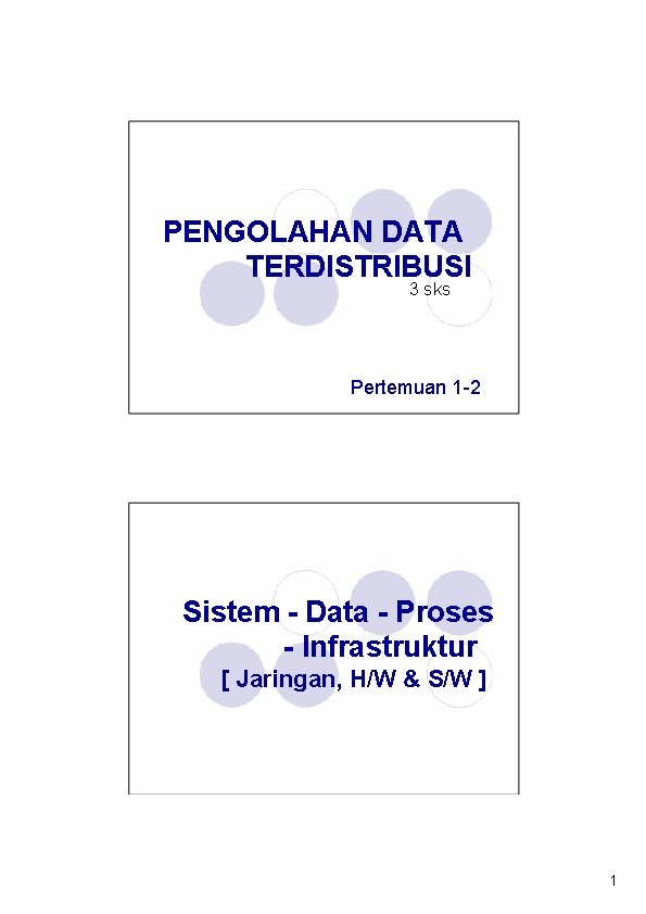 PENGOLAHAN DATA TERDISTRIBUSI 3 sks Pertemuan 1 2