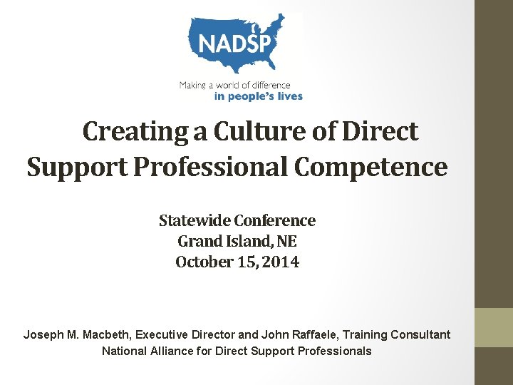 Creating a Culture of Direct Support Professional Competence