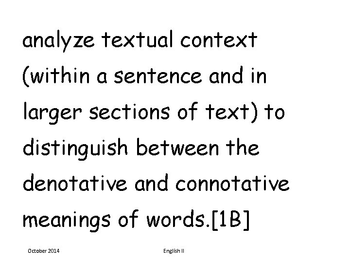 Reading Vocabulary Development Students understand new vocabulary and