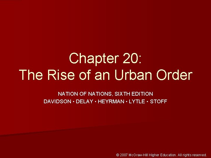 Chapter 20 The Rise of an Urban Order