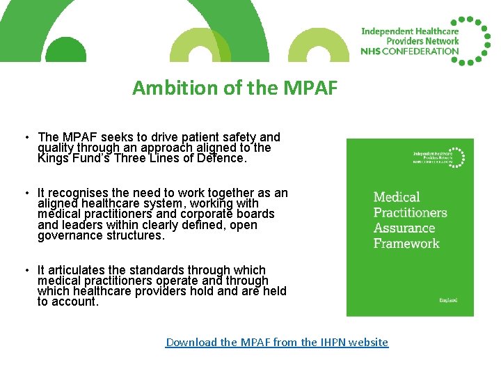 Medical Practitioners Assurance Framework MPAF Template slides for