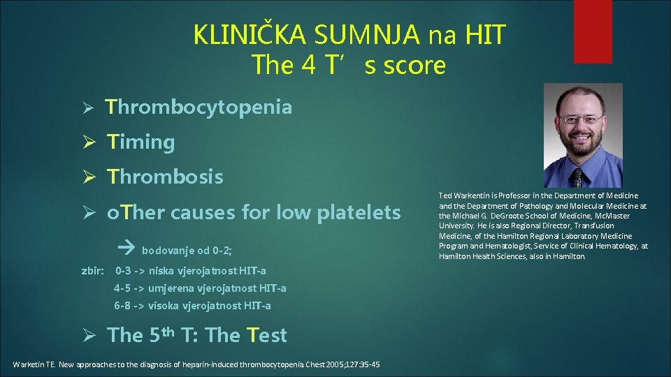 HEPARINOM INDUCIRANA TROMBOCITOPENIJA HIT dijagnostikoterapijski ...