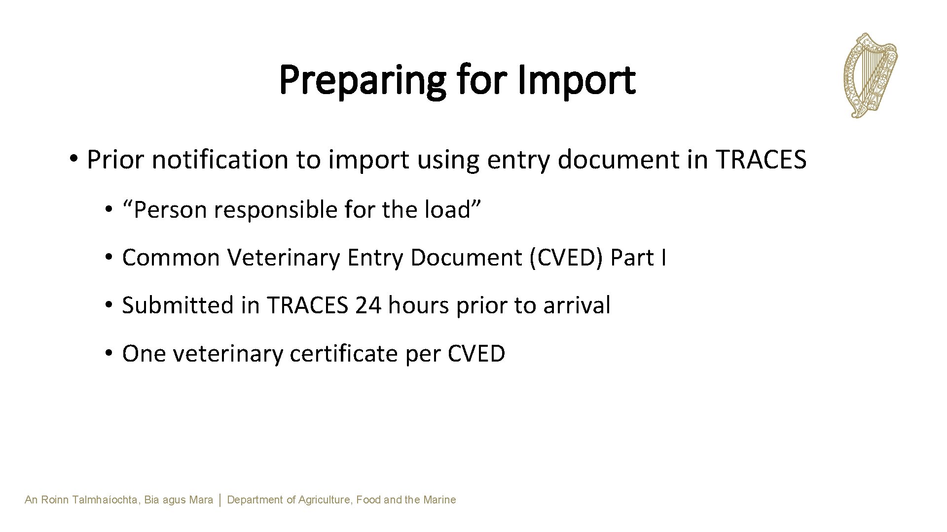 Import of live animals and animal products Brexit