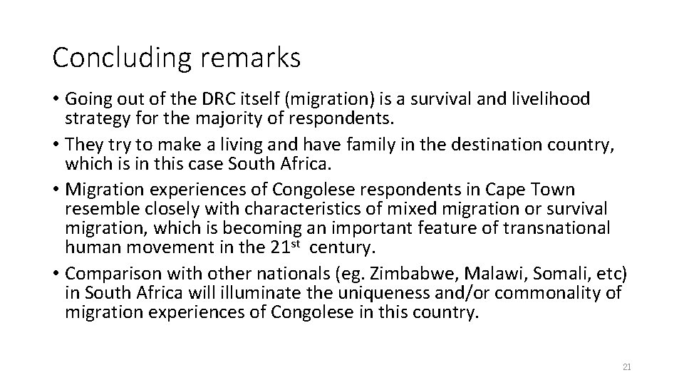 Congolese Mixed Migration to South Africa and Their