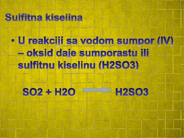 ta je sumpor Sumpor je hemijski element koji