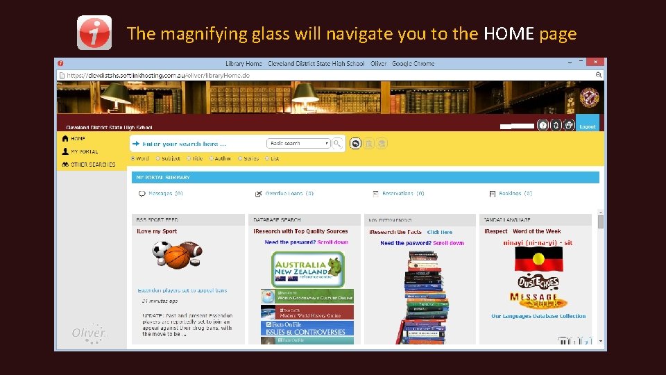 Welcome to Oliver Student Tutorial CDSHS Library Management