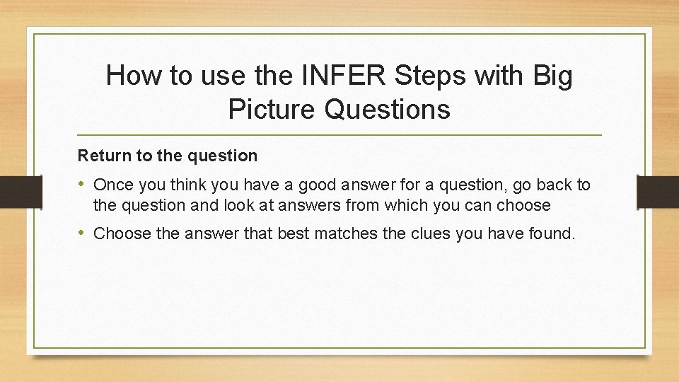 Lesson 3 Big Picture Questions Lets Review What