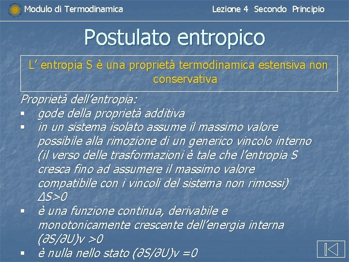 Lezione n 4 Corso di termodinamica Il secondo