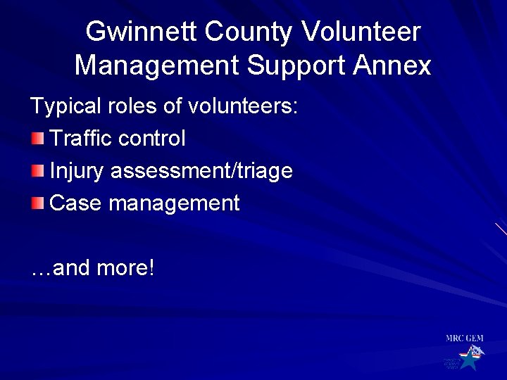 Local Volunteer Management Plans and Volunteer Reception Centers