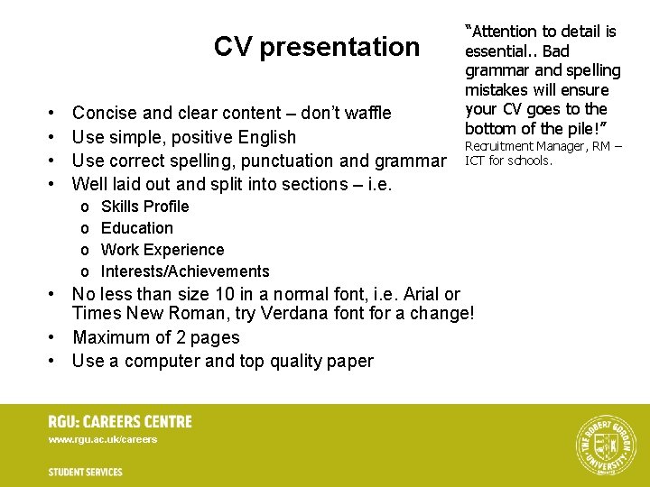 Marketing yourself on paper Effective CVs Karl Fraser