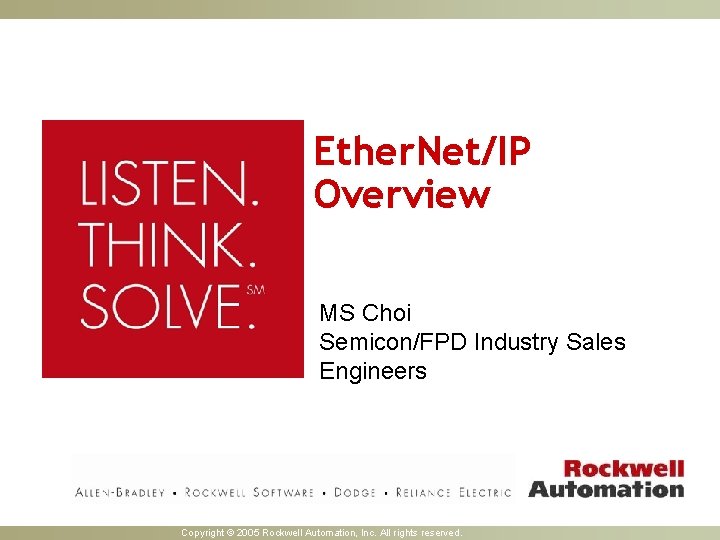 Ether NetIP Overview MS Choi SemiconFPD Industry Sales