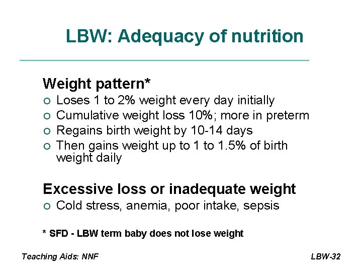 Management of Low Birth Weight Babies Teaching Aids