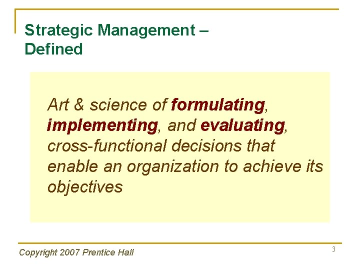 Chapter 1 The Nature of Strategic Management Concepts
