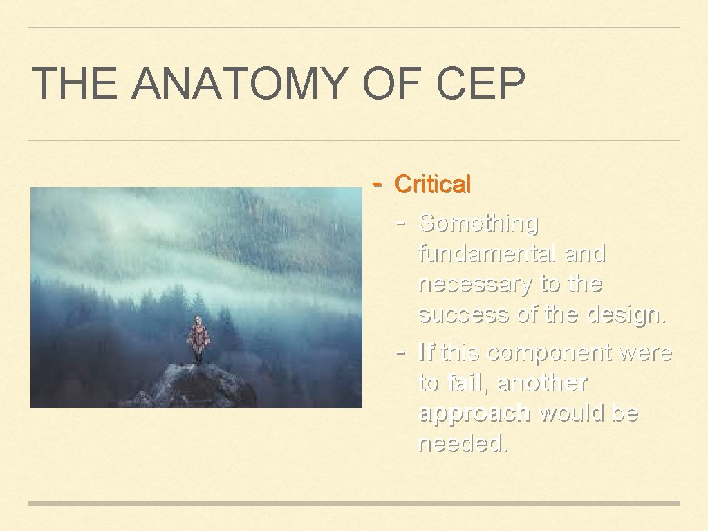 CEP Critical Experience Prototype WHAT DO WE EXPECT