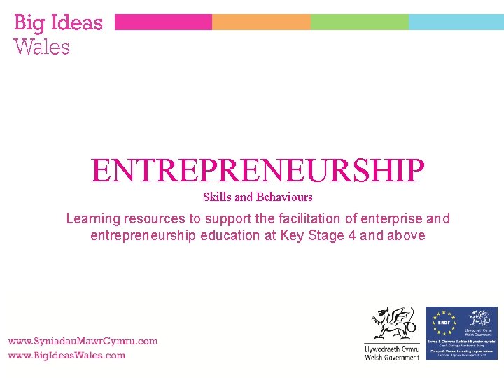 ENTREPRENEURSHIP Skills and Behaviours Learning resources to support