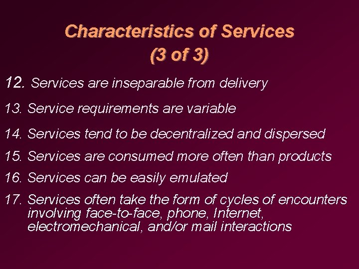 Design of Services To Accompany Russell and Taylor