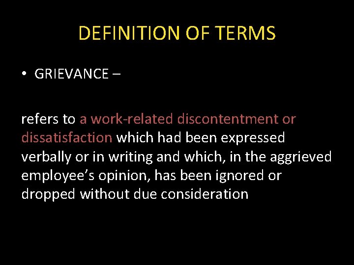 REVISION OF THE GRIEVANCE MACHINERY OF THE DEPARTMENT