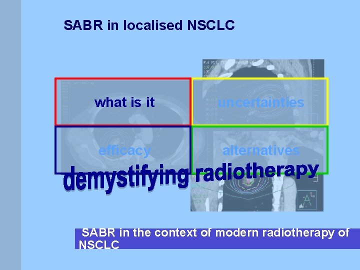 Perspectives in lung cancer Stereotactic ablative radiation therapy
