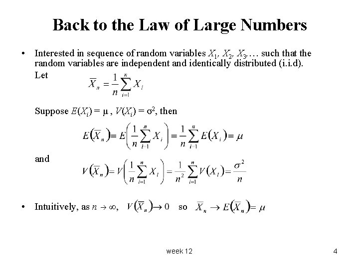 Law of Large Numbers Toss a coin n