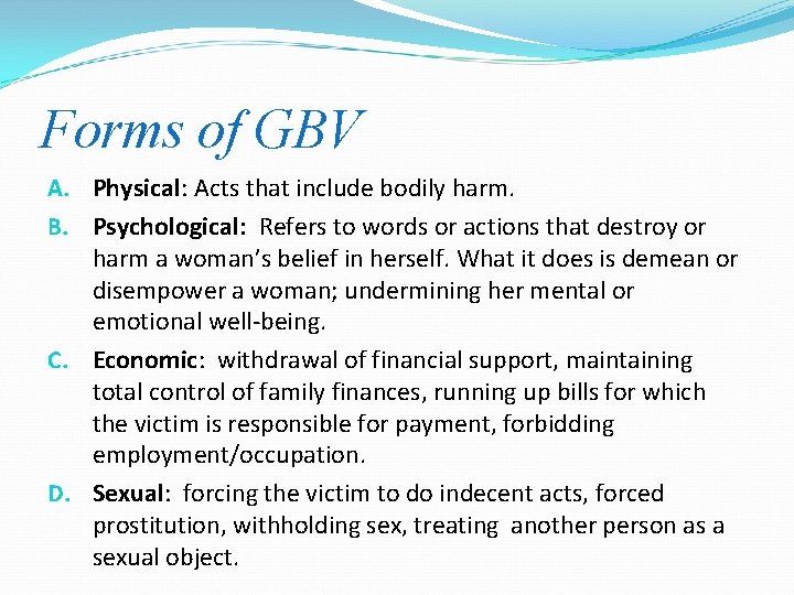 Gender Based Violence GBV Ms Tengetile Kubheka Objectives