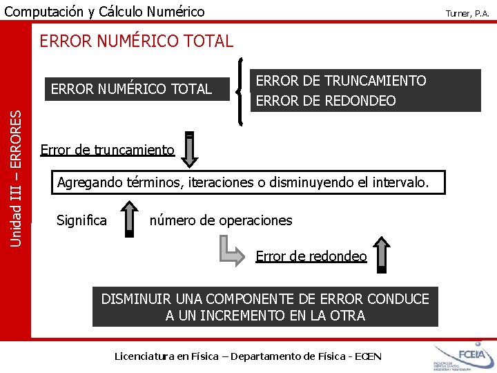 Computacin y Clculo Numrico Turner P A Unidad