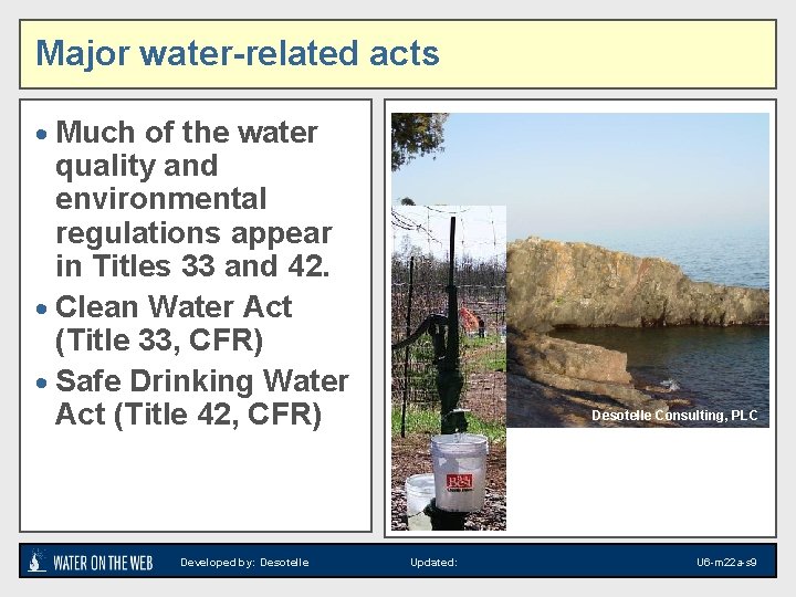 WATER QUALITY REGULATIONS Module 22 part A Regulations