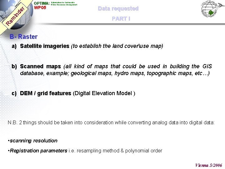 OPTIMA Optimization for Sustainable Water Resources Management Review