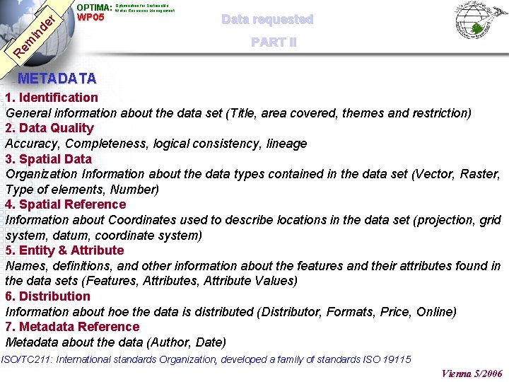 OPTIMA Optimization for Sustainable Water Resources Management Review