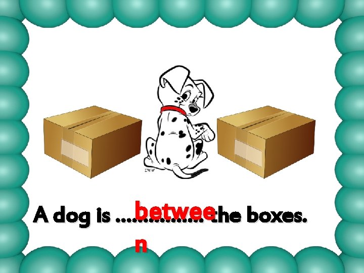 Prepositions of place on the box A dog
