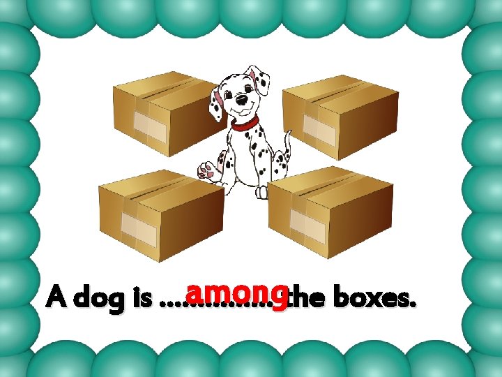 Prepositions of place on the box A dog