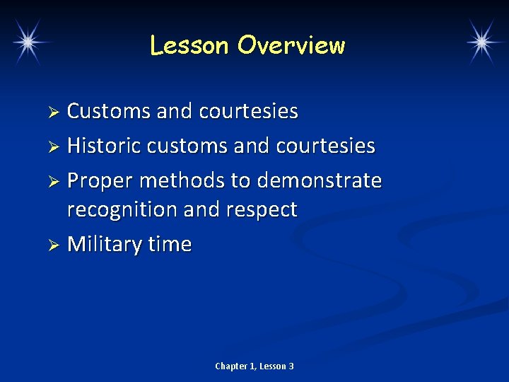 Customs and Courtesies for Junior ROTC Lesson Overview
