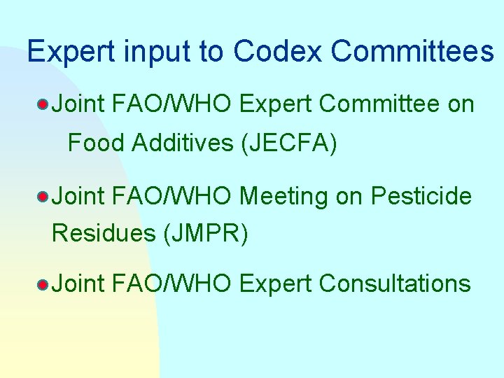 FAOWHO CODEX ALIMENTARIUS COMMISSION CODEX Joint FAOWHO Food