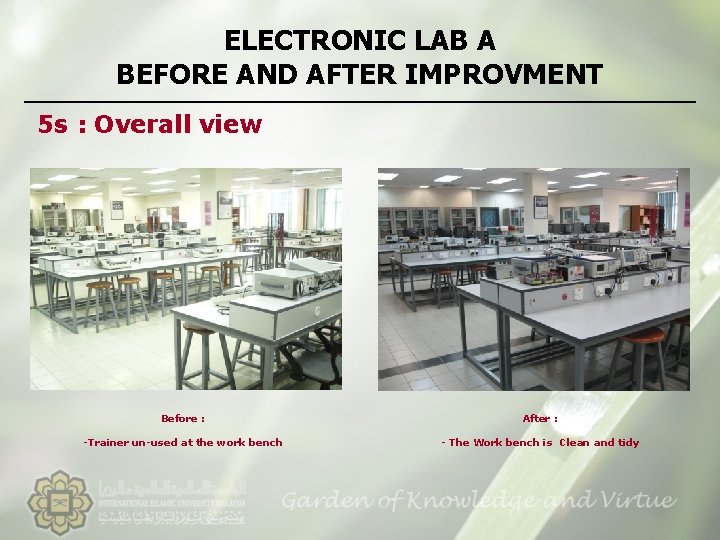 ELECTRONIC LAB A BEFORE AND AFTER IMPROVMENT Fire