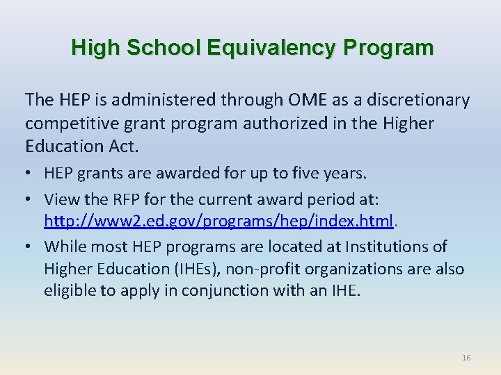 Migrant Education Program New State Directors Orientation Tutorial