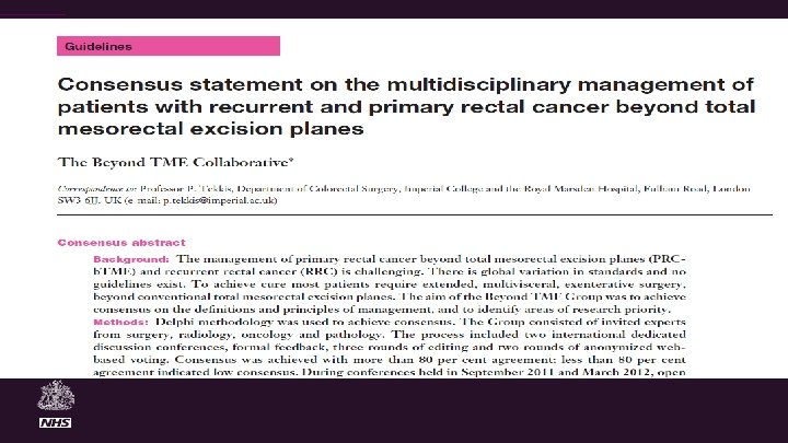 Beyond TME why do an exenteration Gina Brown