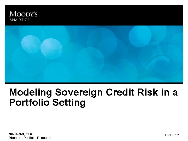 Modeling Sovereign Credit Risk in a Portfolio Setting